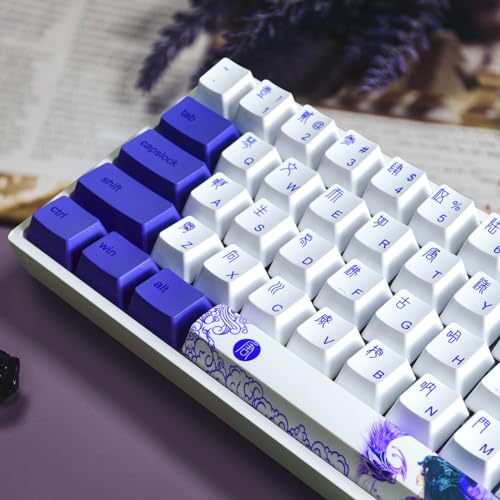 68 Keycap PBT OEM Height Five-Sided Sublimation Compatible with GH60 / GK64 / GK61 / 68/87/104/108 Mechanical Keyboard with Cherry MX Switch Purple Tang Dynasty 64 Keys