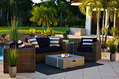 35" x 35" Square Outdoor Propane Gas Fire Pit Table in Gray