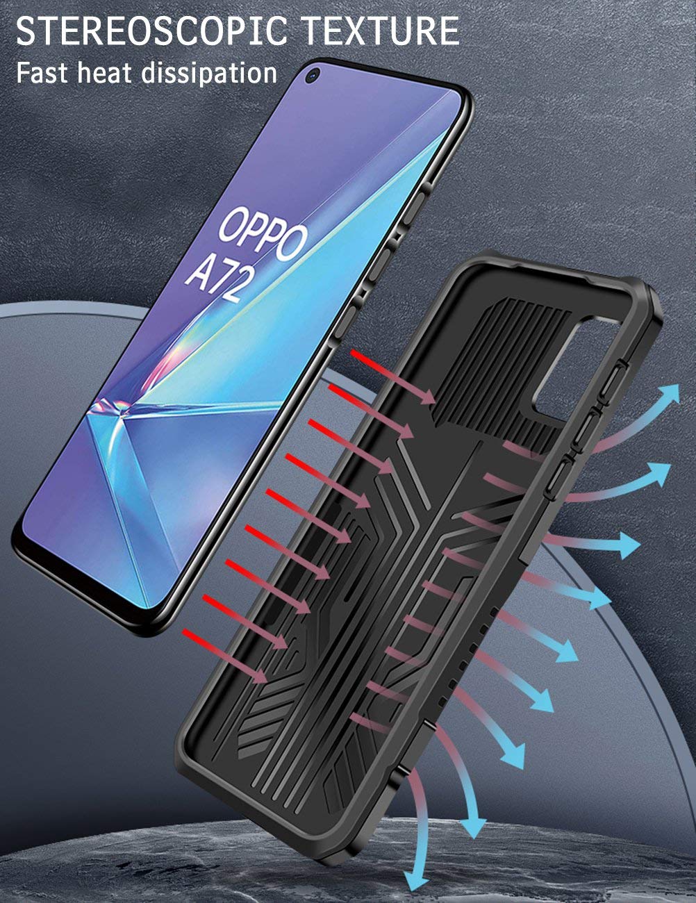 Hicaseer Oppo Reno2 Z Case,Shockproof Military Grade Double Layer TPU Protective Case Integrated Bracket Case for Oppo Reno2 Z 6.53" -Red