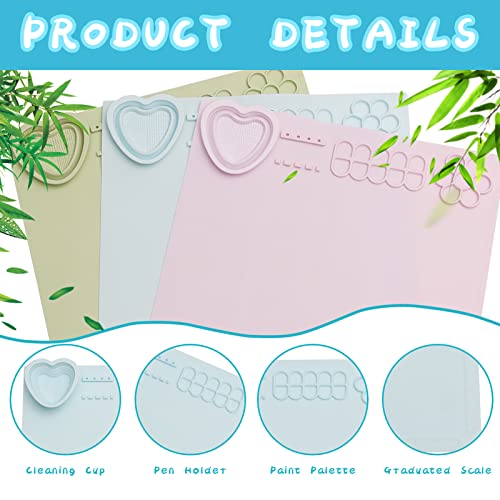 Silicone Craft Mat, 20×16 Inches Silicone Painting Mat with Water Cup and Paint Holder (Blue)