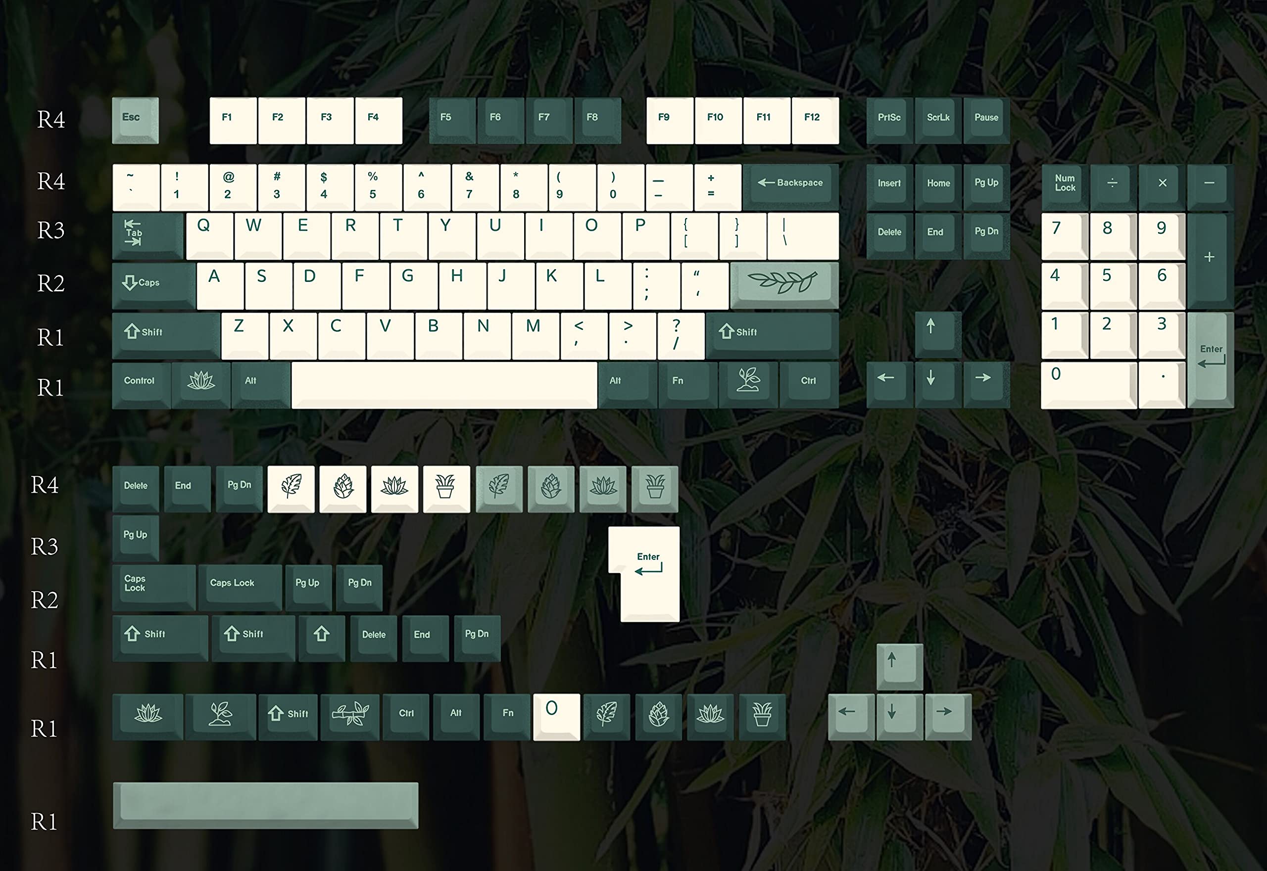 144 Keys Botanical Cherry Profile PBT Dye Sub Keycaps for MX Mechanical Keyboard GMMK Filco Ducky 104 TKL GK61 KBD75 96 GK64 68 (144 Key Botanical)