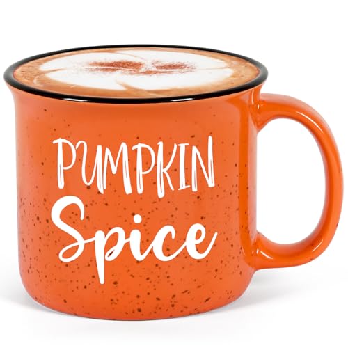 YHRJWN - Fall Coffee Mug, Pumpkin Spice Coffee Mug, Autumn Mug, Fall Cup, Thanksgiving Halloween Mug, Fall Autumn Decor, Thanksgiving Christmas Gifts for Women Men, Orange 15 Oz