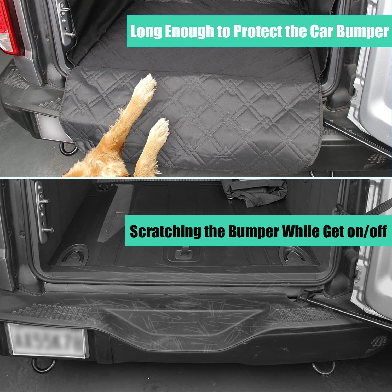 ANMOSVO for Ford Bronco Dog Cargo Liner 2024 - Waterproof Anti-Scratch & Anti-Slip Pet Trunk Cover with Side Flaps and Bumper Protector for Ford Bronco 6th Gen 4-Door Accessories 2021 2022 2023 2024