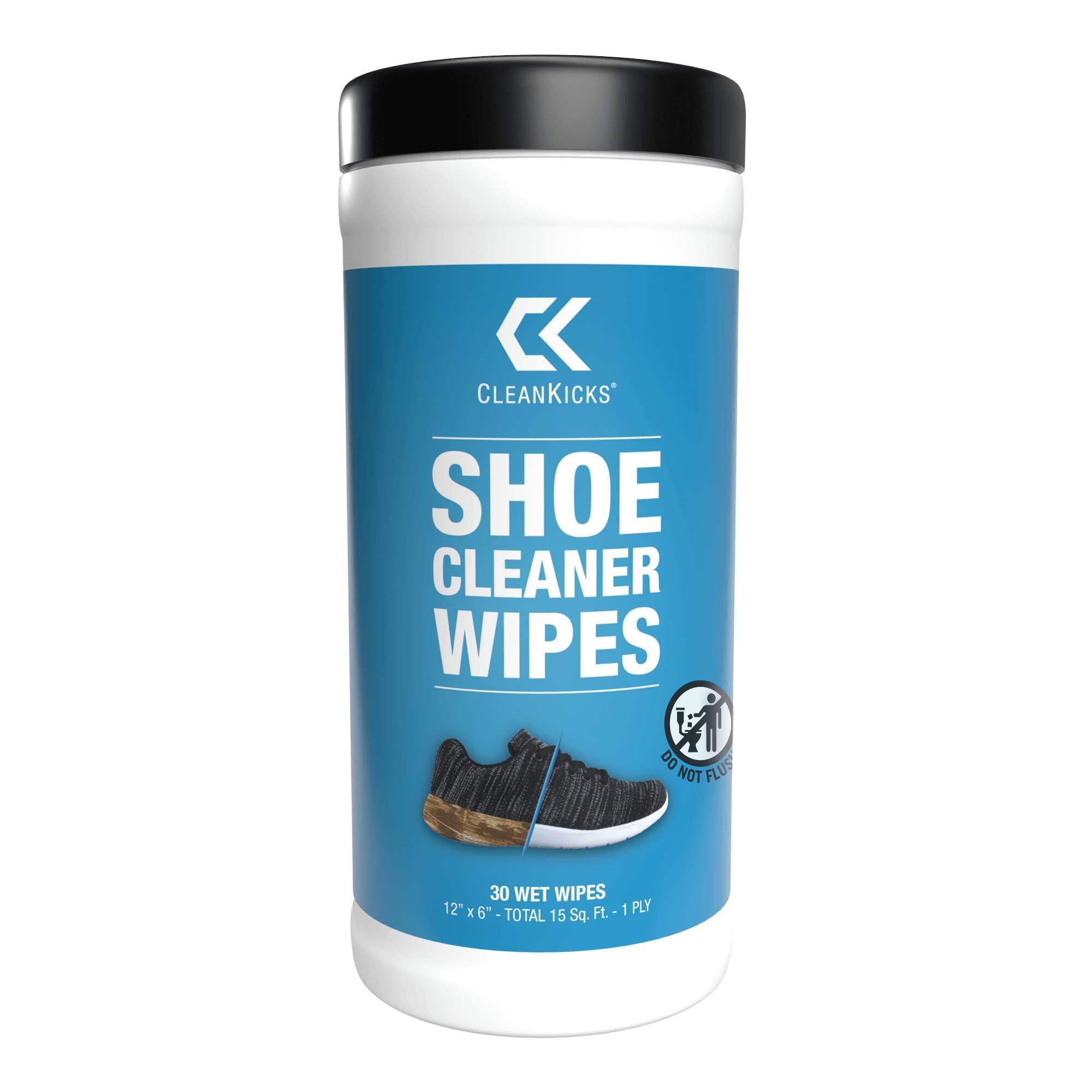CleanKicks Shoe Cleaner Shoe Wipes for White Sneakers, Suede, Canvas, Leather, Removes Scuffs, Dirt & Stains,Multipurpose Travel Size Cleaning Wipes for Athletic Shoes, Boots & More - 30 Count