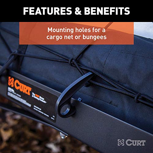 CURT 18110 48 x 20-Inch Tray Hitch Cargo Carrier, 300 lbs Capacity, 1-1/4, 2-In Adapter Shank, CARBIDE BLACK POWDER COAT