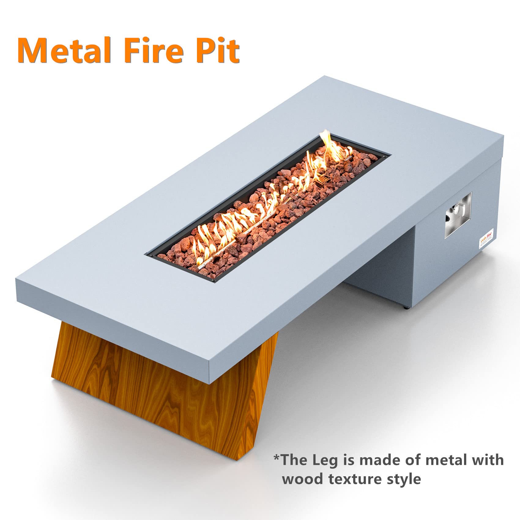 Onlyfire Premium 60” Outdoor Fire Pit Table with Lava Rocks& 12FT Hose, Large Propane Gas Firepit, Smokeless Fireplace 60,000BTU, Flame Adjustable for Backyard Patio Bonfire Party, Patio Heater FP015