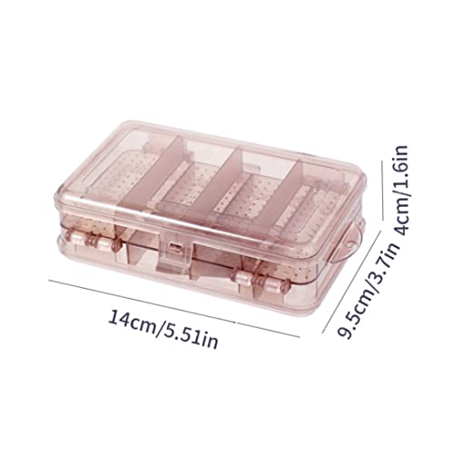 AEIOFU Jewelry Organizer Box Clear Plastic Dividers Crafts Storage Tool Transparent Brown Grids Storage Box Plastic Jewelry Box Nail Art Storage Box.