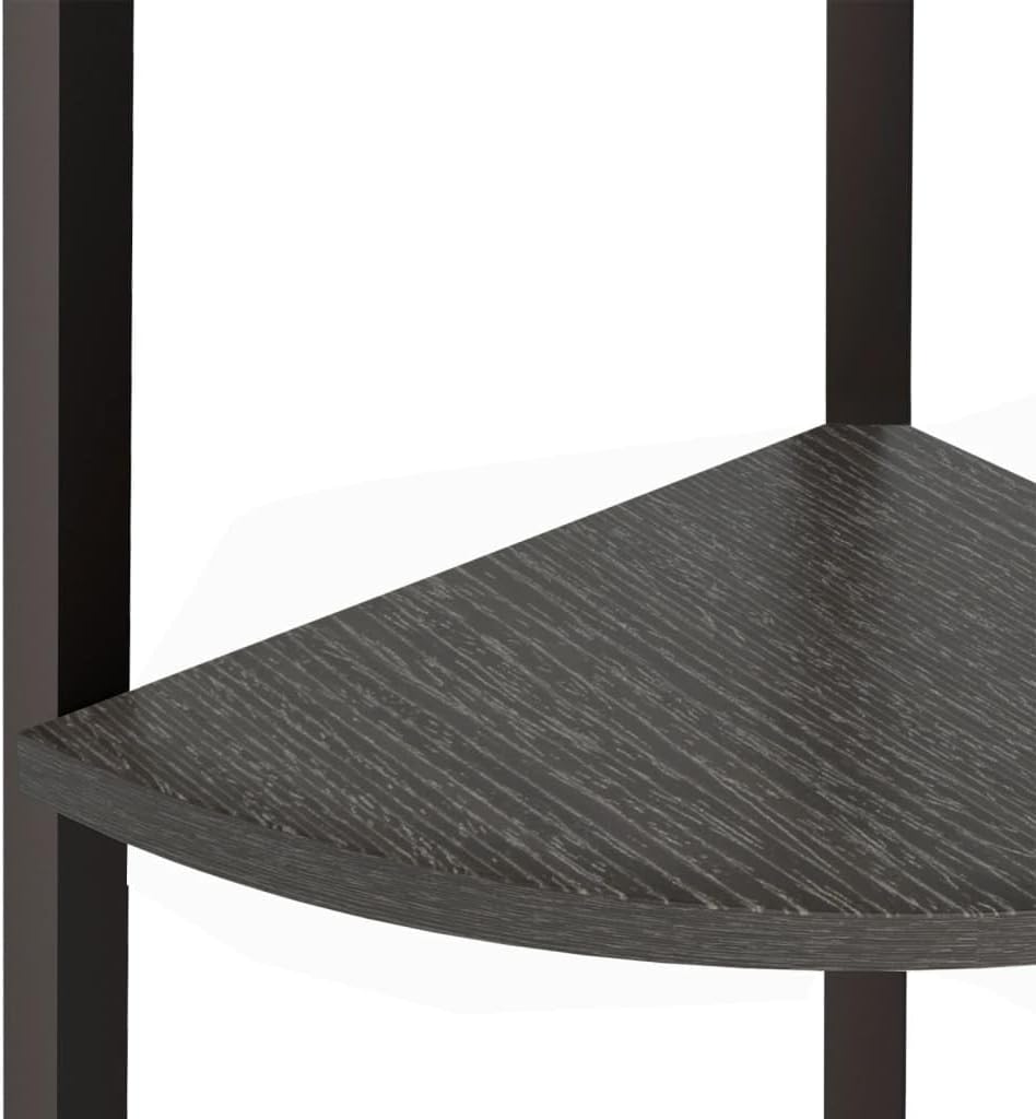 vidaXL 5-Tier Corner Storage Shelf - Black Steel Frame Bookcase for Living Room, Bedroom, Office - 17.9"x12.4"x70.9" Size