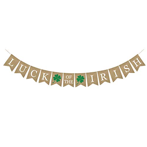1/2Pcs St Patrick's Day Decorations Shamrock Burlap Banner,Burlap Banner for Mantel Fireplace Spring Holiday Accessory Wall Pennant Bunting Home Indoor Outdoor Scene Party Green Decor (C)