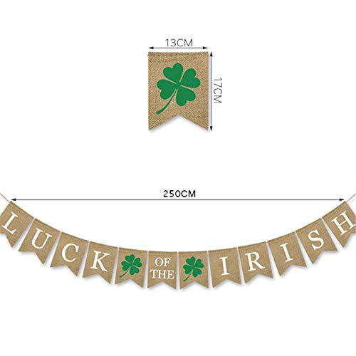 1/2Pcs St Patrick's Day Decorations Shamrock Burlap Banner,Burlap Banner for Mantel Fireplace Spring Holiday Accessory Wall Pennant Bunting Home Indoor Outdoor Scene Party Green Decor (C)