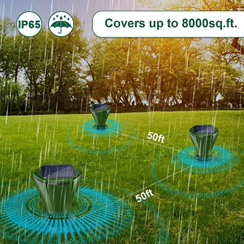 Qualirey Mole Repellent Screw Solar Powered Ultrasonic Groundhog Repeller Mole Deterrent Spikes Snake Vole Gopher Armadillo Repellent Groundhog Deterrent Vibration Stake for Lawn Garden Yard (4 Pack)