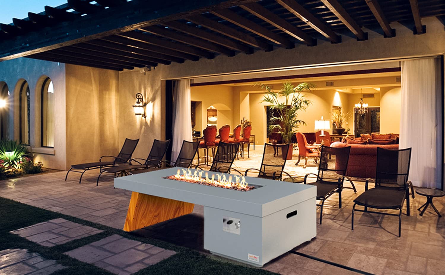 Onlyfire Premium 60” Outdoor Fire Pit Table with Lava Rocks& 12FT Hose, Large Propane Gas Firepit, Smokeless Fireplace 60,000BTU, Flame Adjustable for Backyard Patio Bonfire Party, Patio Heater FP015