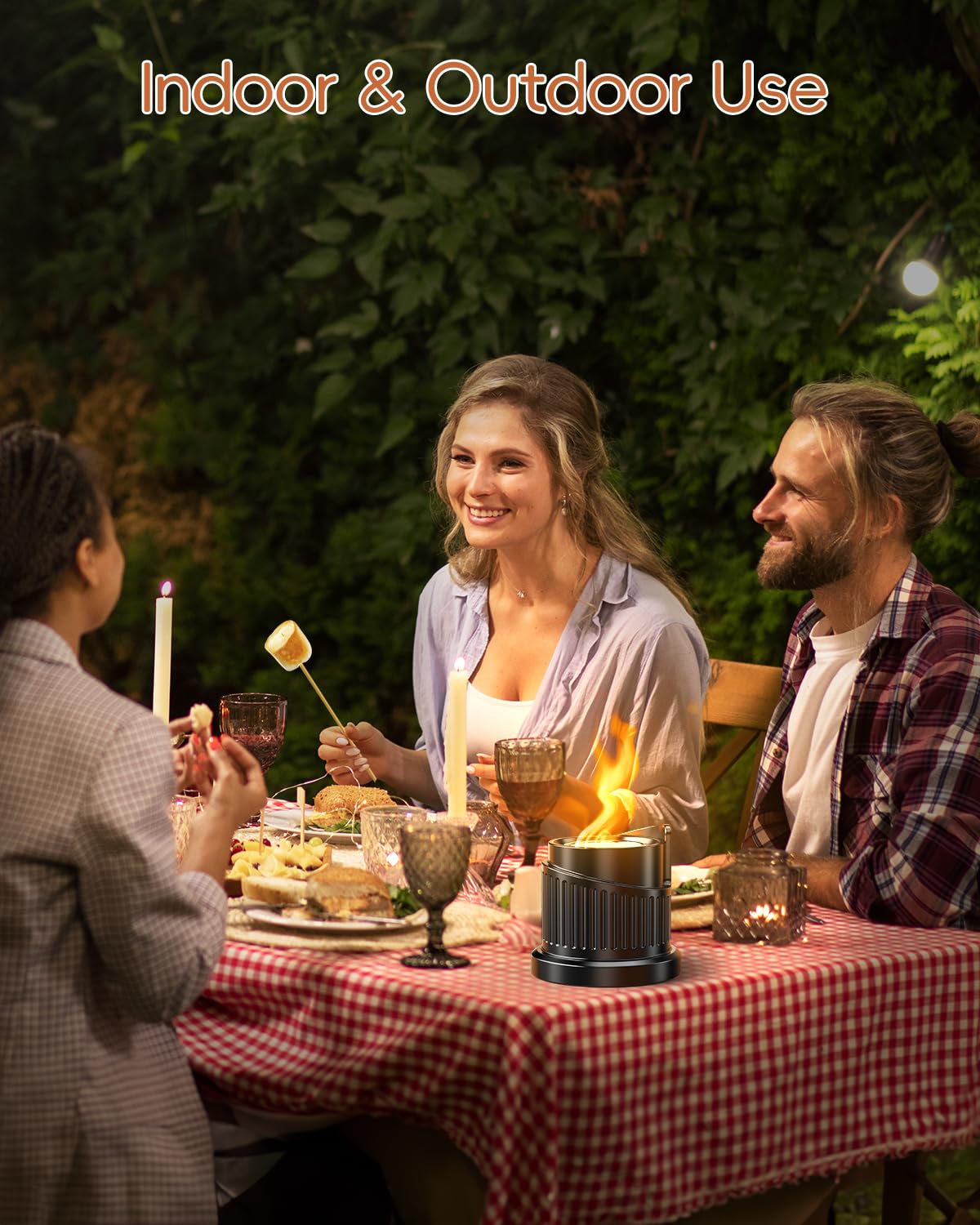Trushome Tabletop Fire Pit - High Heat-Resistant Ceramic Firepit with Fire Extinguisher, Double Layer Smokeless Firepit, Ideal for Valentine's Day, Birthdays, White Elephant Gifts