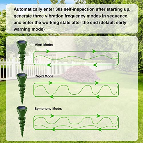 Qualirey Mole Repellent Screw Solar Powered Ultrasonic Groundhog Repeller Mole Deterrent Spikes Snake Vole Gopher Armadillo Repellent Groundhog Deterrent Vibration Stake for Lawn Garden Yard (4 Pack)