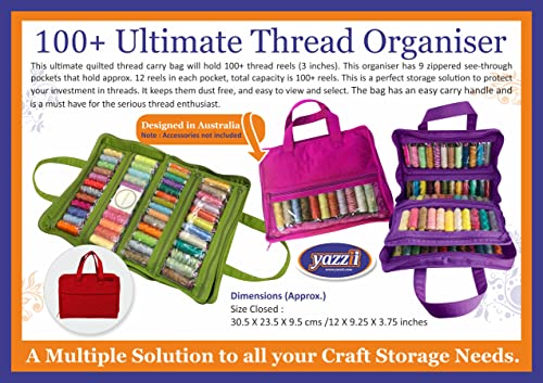 Yazzii 100 Spool Thread Organizer - Thread Holder Organizer - Portable Thread Storage Bag Purple