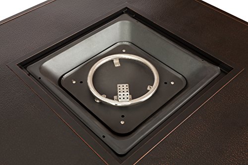 Fire Sense 62572 Armstrong Aluminum Convertible Gas Fire Pit Table 55,000 BTU Outdoor Multi-Functional Fire Pit with Fire Bowl Lid, Nylon Weather Cover & Clear Fire Glass - Bronze Finish - Square