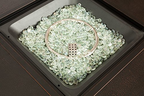 Fire Sense 62572 Armstrong Aluminum Convertible Gas Fire Pit Table 55,000 BTU Outdoor Multi-Functional Fire Pit with Fire Bowl Lid, Nylon Weather Cover & Clear Fire Glass - Bronze Finish - Square
