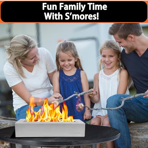Table Top Firepit, Mavalzy Rectangle Indoor Tabletop Rubbing Alcohol Frie Pits for Outdoor Fireplace Concrete Bowl Pot Portable Fire with Extinguisher