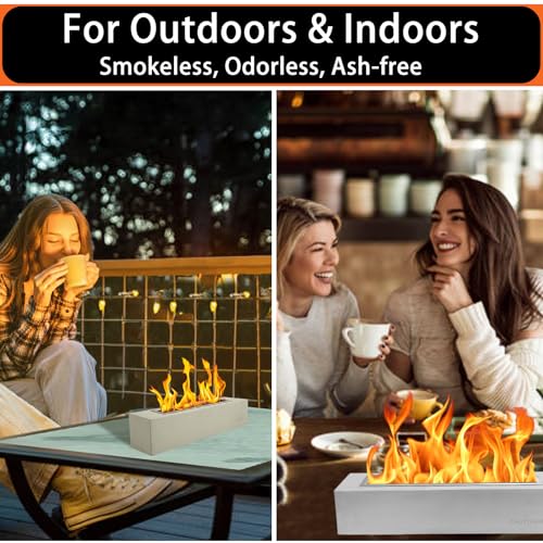 Table Top Firepit, Mavalzy Rectangle Indoor Tabletop Rubbing Alcohol Frie Pits for Outdoor Fireplace Concrete Bowl Pot Portable Fire with Extinguisher