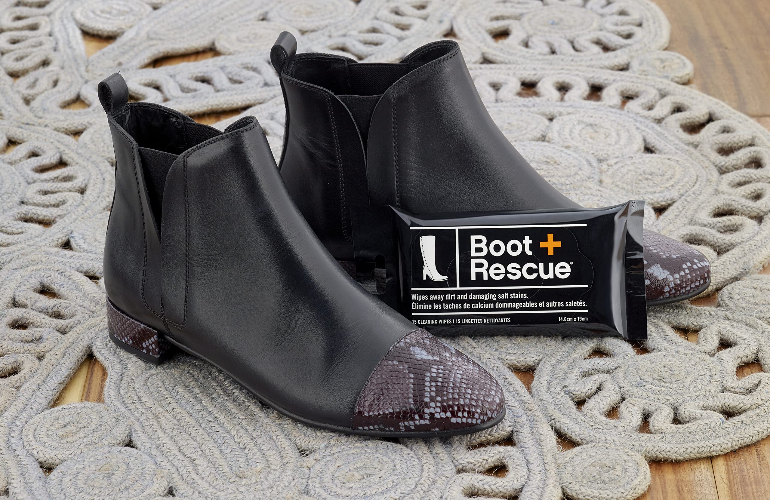 Boot Rescue All-Natural Cleaning Wipes. Remove Dirt & Damaging Salt Stains from Leather & Suede Shoes & Boots. Re-sealable Pack of 15 Wipes.