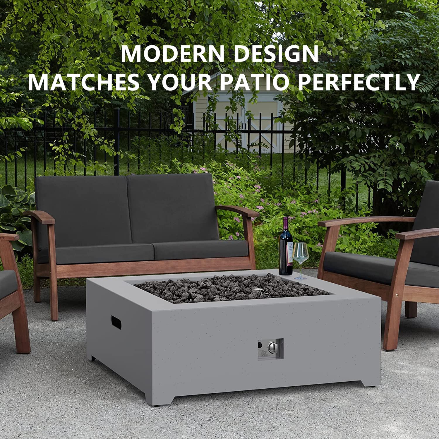 Onlyfire Premium 42” Outdoor Fire Pit Table with Lava Rocks& 12FT Hose, Large Propane Gas Firepit, Smokeless Fireplace 60,000BTU for Backyard Patio Bonfire Party, Patio Heater, Sand Cast Aluminum
