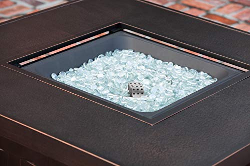 Fire Sense 62572 Armstrong Aluminum Convertible Gas Fire Pit Table 55,000 BTU Outdoor Multi-Functional Fire Pit with Fire Bowl Lid, Nylon Weather Cover & Clear Fire Glass - Bronze Finish - Square