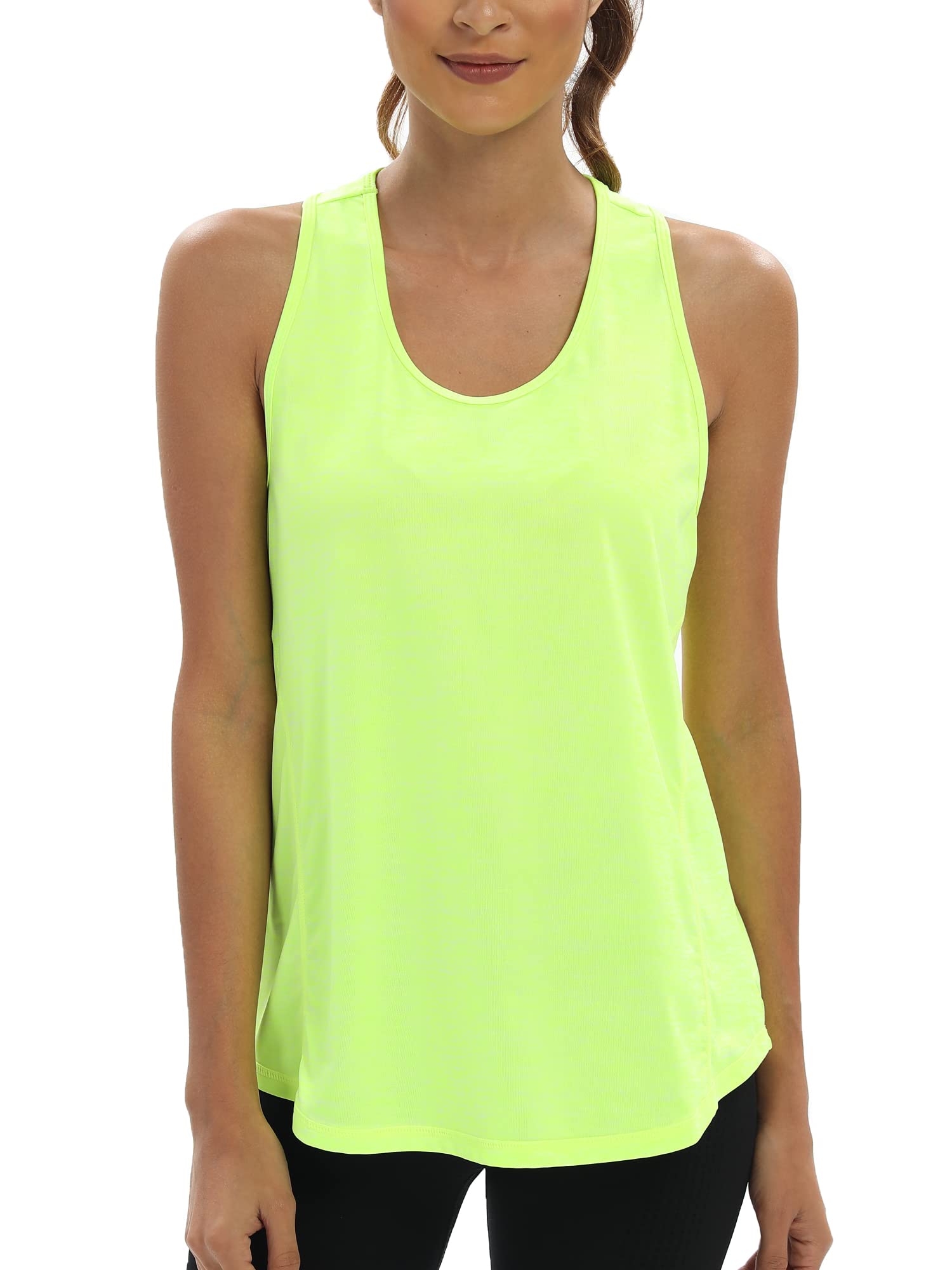 Aeuui Womens Workout Tops Open Back Racerback Tank Tops Sleeveless Yoga Athletic Running Shirts Gym Clothes for Women Fluorescent Yellow
