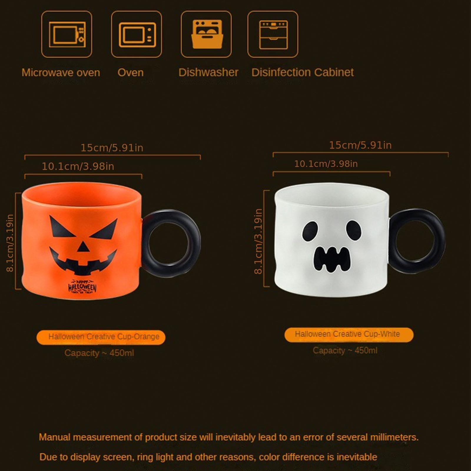 SOURCEBEAT 1Pc Halloween Cartoon Mug Ghost Elf Ceramic Cup Mug Water Cup Coffee Cup Milk Juice Cup Halloween Gifts Mugs white