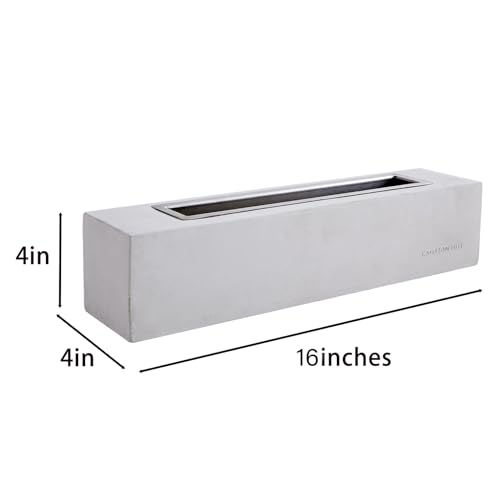 Table Top Firepit, Mavalzy Rectangle Indoor Tabletop Rubbing Alcohol Frie Pits for Outdoor Fireplace Concrete Bowl Pot Portable Fire with Extinguisher