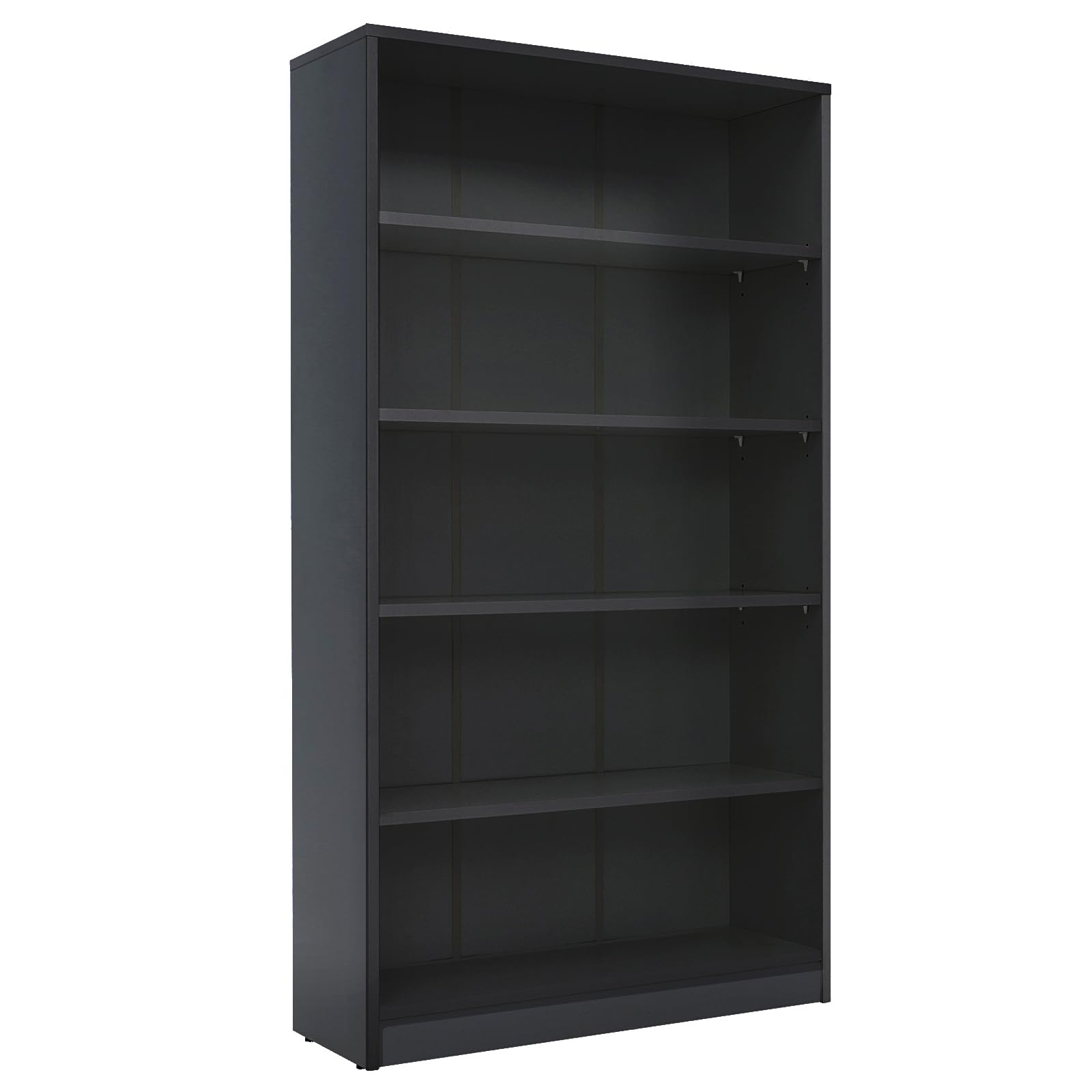 STARY 5 Shelf Black Bookcase 60 inch Tall Wood Bookshelf for Bedroom