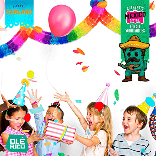 Rainbow Garland 5 Pack - Ideal for Rainbow Party Decorations, Fiesta Party Decorations, Mexican Party Decorations, Party Streamers Supply - 10 Feet Long Each | 9 Inch Diameter by OLÉ RICO