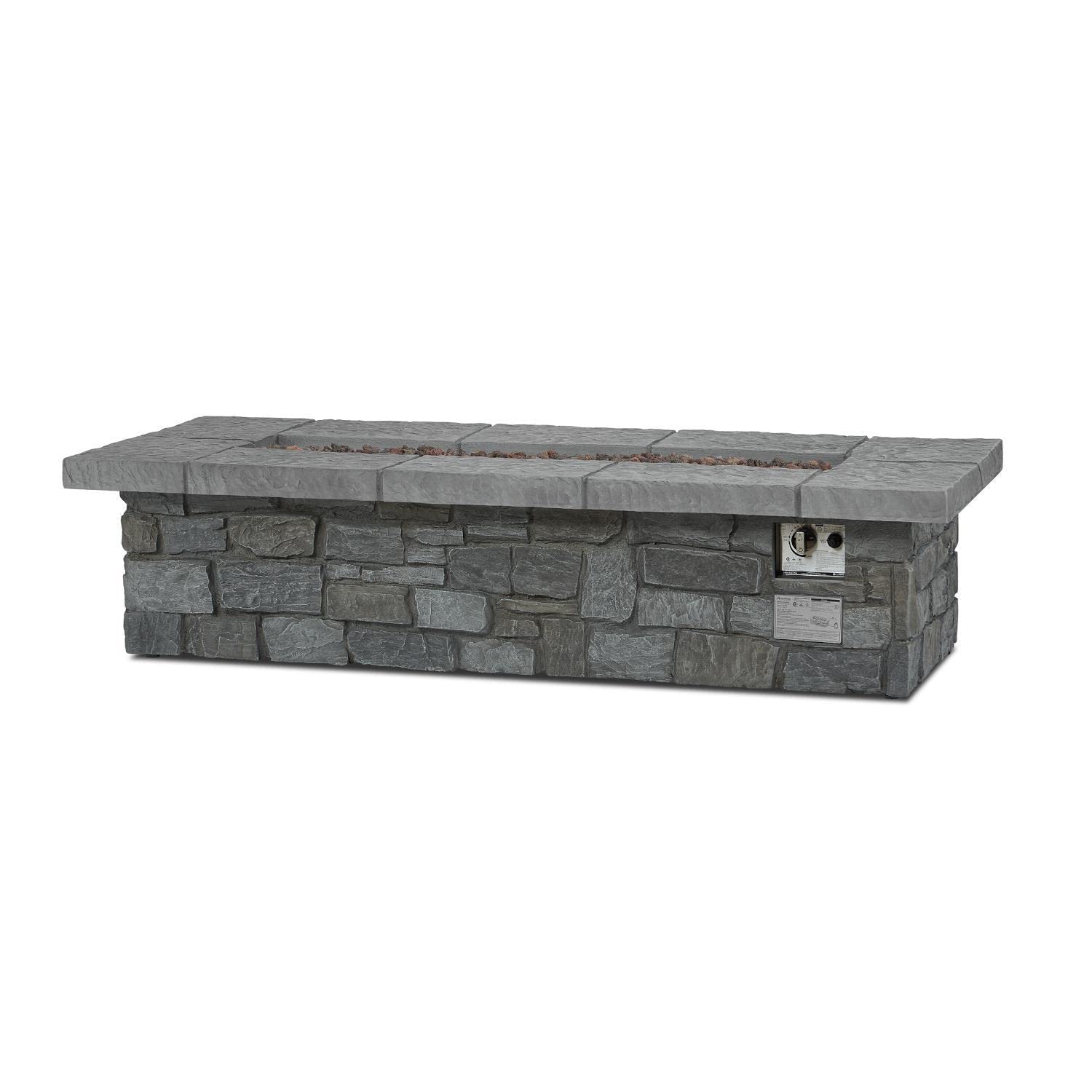 Lakeview Baywood 66-Inch Rectangle Natural Gas Fire Table - Gray (Ships as Propane w/Conversion Kit) - SC-C11813NG-GRY