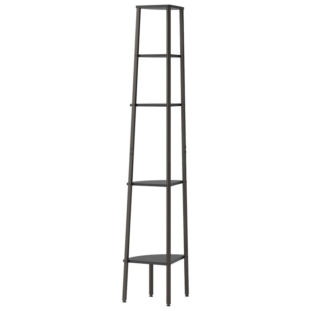 vidaXL 5-Tier Corner Storage Shelf - Black Steel Frame Bookcase for Living Room, Bedroom, Office - 17.9"x12.4"x70.9" Size