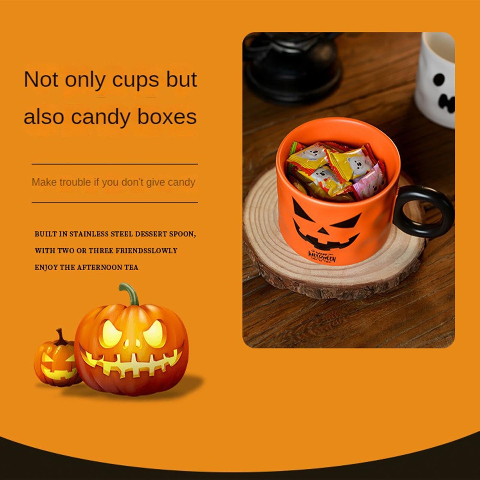 SOURCEBEAT 1Pc Halloween Cartoon Mug Ghost Elf Ceramic Cup Mug Water Cup Coffee Cup Milk Juice Cup Halloween Gifts Mugs white