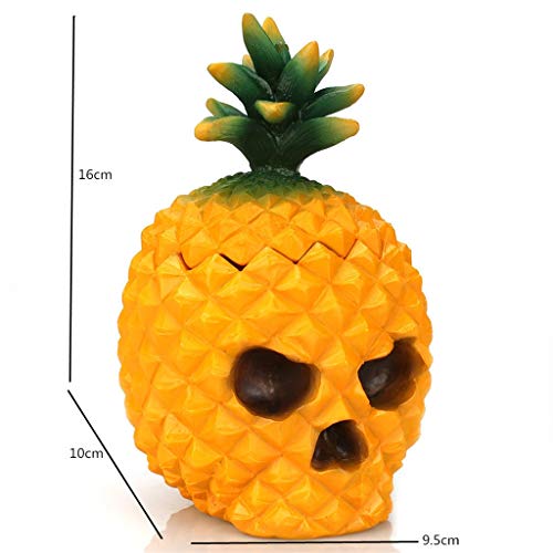 Onefuntech Resin Pineapple Skull Jewelry Storage Box,Skull Head Stationery Holder Skeleton Pen Holder Makeup Organizer Container Office Desk Home Halloween Decoration Ornaments
