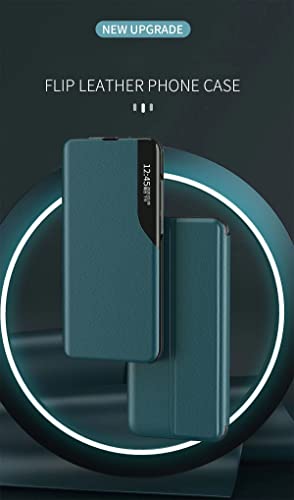 YukeTop Cover for Oppo Reno2 Case, with Stand, Clear Window + Leather + PC, Flip Cover, Cover Protection for Oppo Reno2.(Green)