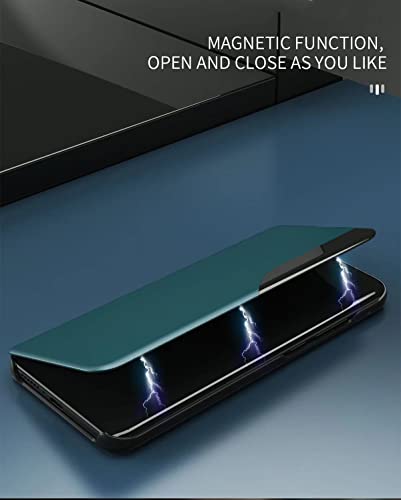 YukeTop Cover for Oppo Reno2 Case, with Stand, Clear Window + Leather + PC, Flip Cover, Cover Protection for Oppo Reno2.(Green)