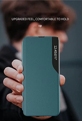 YukeTop Cover for Oppo Reno2 Case, with Stand, Clear Window + Leather + PC, Flip Cover, Cover Protection for Oppo Reno2.(Green)