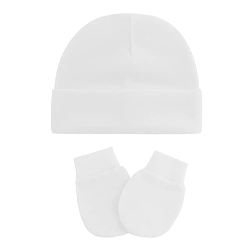 Zando Baby Hats and Mittens Unisex Infant Beanie Caps Newborn Hospital Hat with Scratch Mitten Set 4 Pack 6