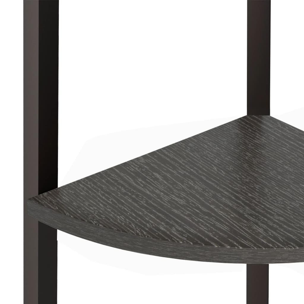 vidaXL 5-Tier Corner Storage Shelf - Black Steel Frame Bookcase for Living Room, Bedroom, Office - 17.9"x12.4"x70.9" Size