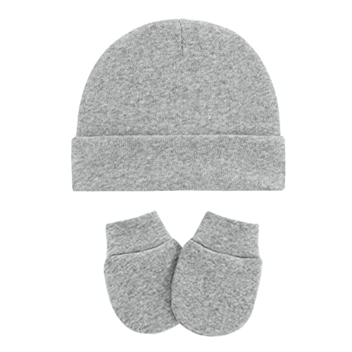 Zando Baby Hats and Mittens Unisex Infant Beanie Caps Newborn Hospital Hat with Scratch Mitten Set 4 Pack 6