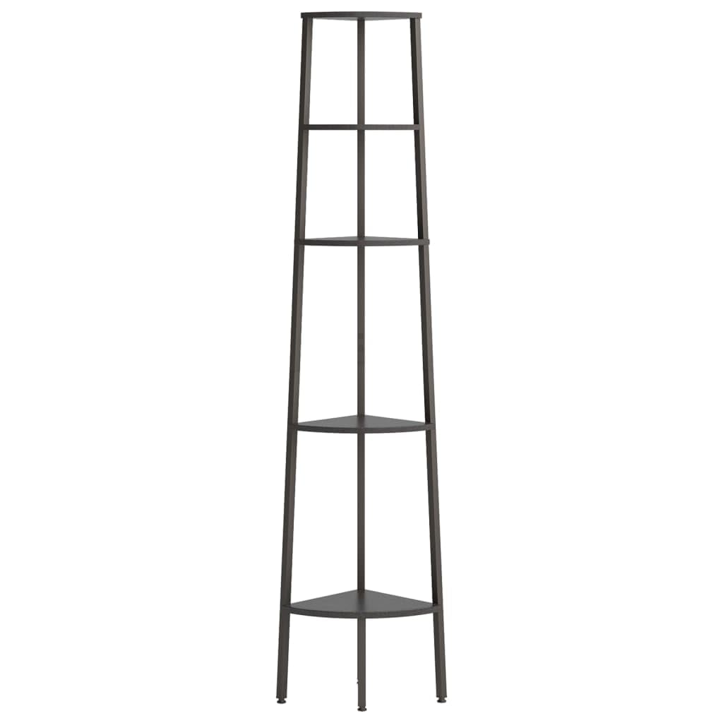 vidaXL 5-Tier Corner Storage Shelf - Black Steel Frame Bookcase for Living Room, Bedroom, Office - 17.9"x12.4"x70.9" Size