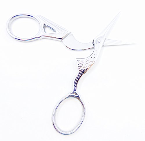 Gingher G-CST 3-1/2 inch Stork Embroidery Scissors (Chrome Handle)