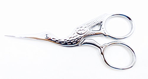Gingher G-CST 3-1/2 inch Stork Embroidery Scissors (Chrome Handle)