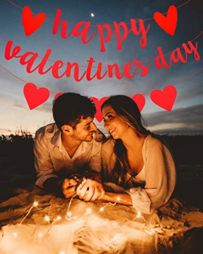 Youthor Happy Valentines Day Banner- Red Glitter, Valentine Day Decorations, Heart Decorations, Mantel Decor Valentines, Valentine Decor, Valentines Day Banner, Conversation Hearts Decorations