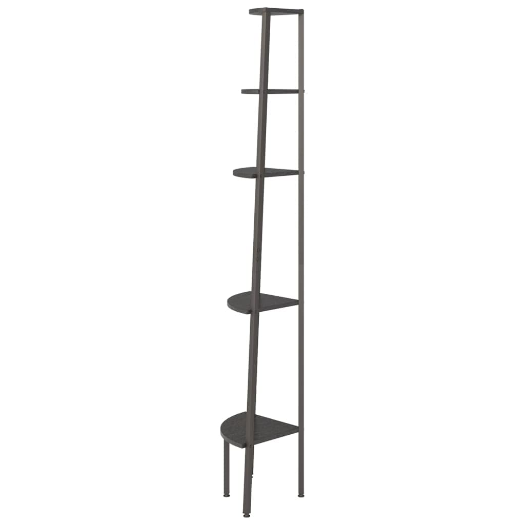 vidaXL 5-Tier Corner Storage Shelf - Black Steel Frame Bookcase for Living Room, Bedroom, Office - 17.9"x12.4"x70.9" Size