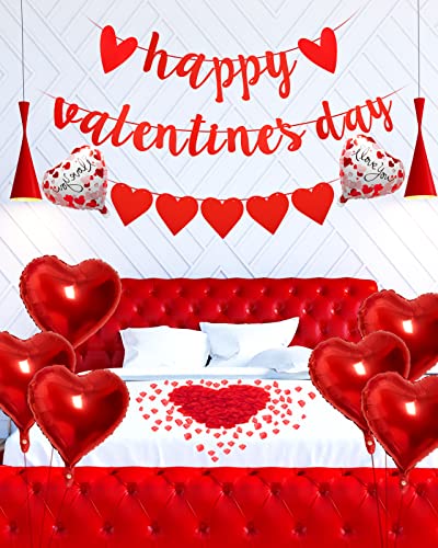 Youthor Happy Valentines Day Banner- Red Glitter, Valentine Day Decorations, Heart Decorations, Mantel Decor Valentines, Valentine Decor, Valentines Day Banner, Conversation Hearts Decorations