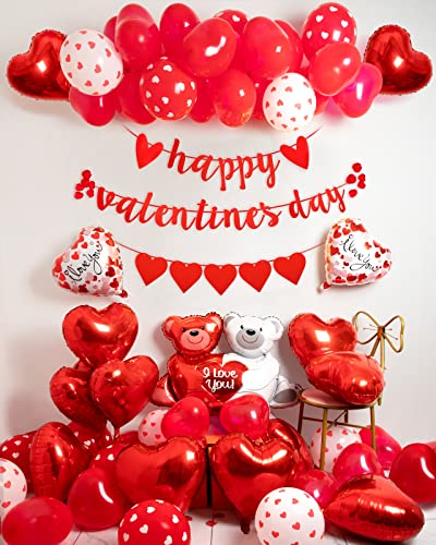 Youthor Happy Valentines Day Banner- Red Glitter, Valentine Day Decorations, Heart Decorations, Mantel Decor Valentines, Valentine Decor, Valentines Day Banner, Conversation Hearts Decorations
