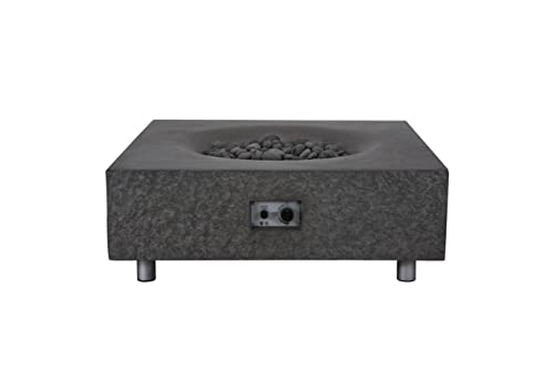 Pyromania Monument Outdoor Concrete Fire Pit Table, 41 x 41 Inches - Natural Gas Model in Charcoal Gray Color