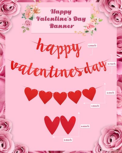 Youthor Happy Valentines Day Banner- Red Glitter, Valentine Day Decorations, Heart Decorations, Mantel Decor Valentines, Valentine Decor, Valentines Day Banner, Conversation Hearts Decorations